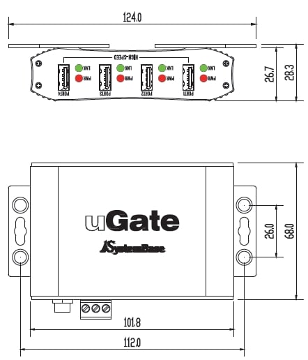uGate-400H | USB 디바이스 | 시스템베이스 | 산업용 USB 허브 | SystemBase