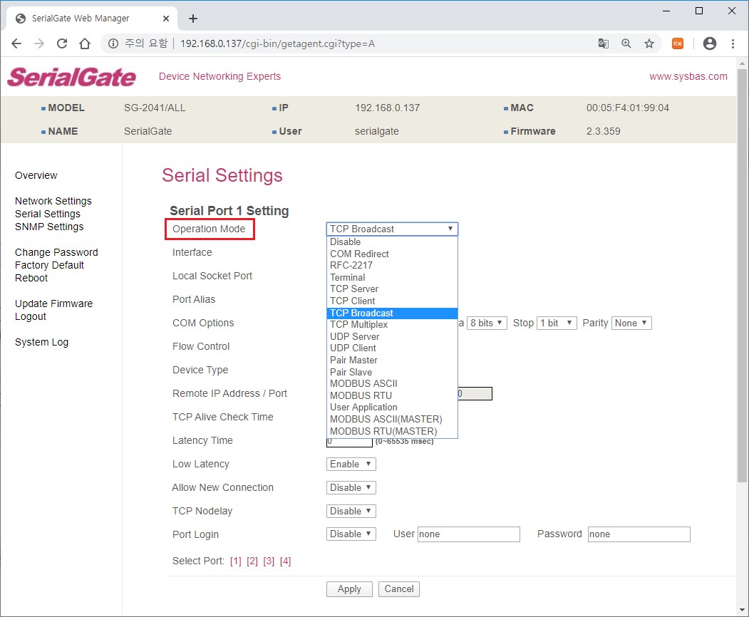 What is ‘Broadcast/Multiplex’ Operation Mode in the Serial Settings ...